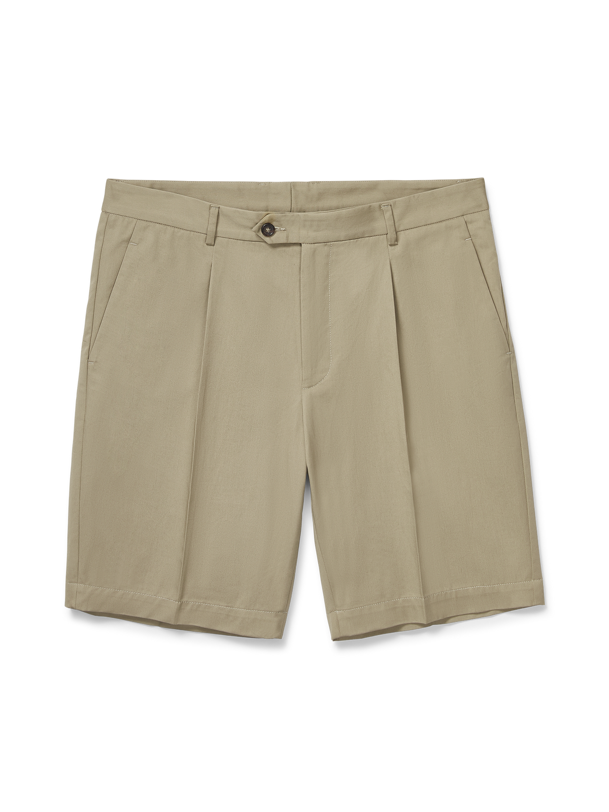 Pleated Short | 100% Cotton Twill | Taupe